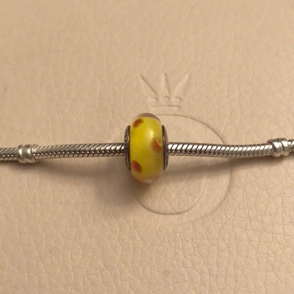 Pandora | Jewelry | Auth Pandora Yelloworange Polka Dot Murano Glass ...